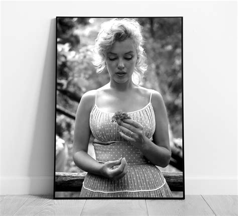Marilyn Monroe Flower Poster Black And White Fashion Print Vintage Photography Retro Wall