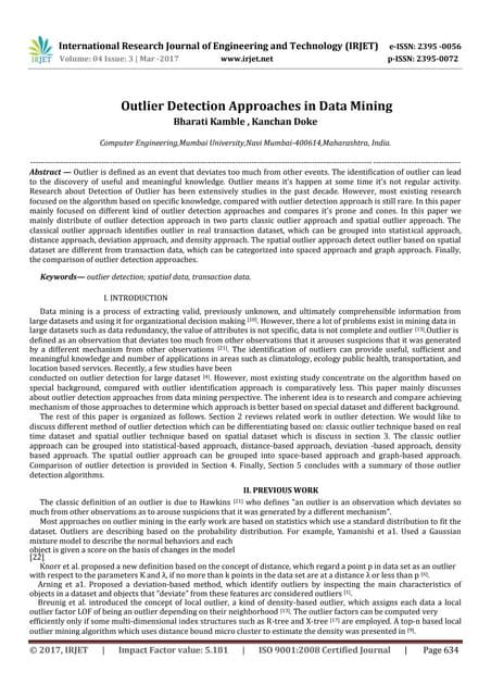 Outlier Detection Approaches In Data Mining Pdf