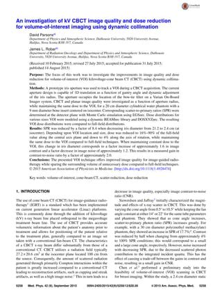Parsons And Robar An Investigation Of KV CBCT Image Quality And Dose
