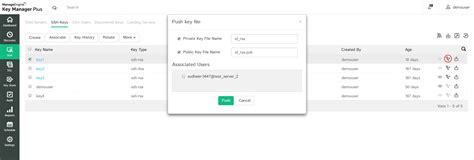 Key Manager Plus 将私人ssh密钥推送到远程用户帐户