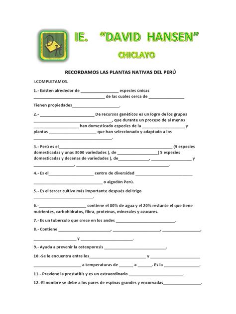 Recordamos Las Plantas Nativas Del Perú Pdf