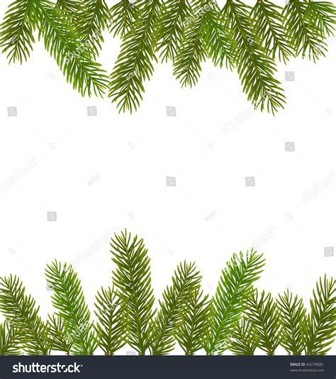 Christmas Tree Branches Border Over White Stock Vector Illustration
