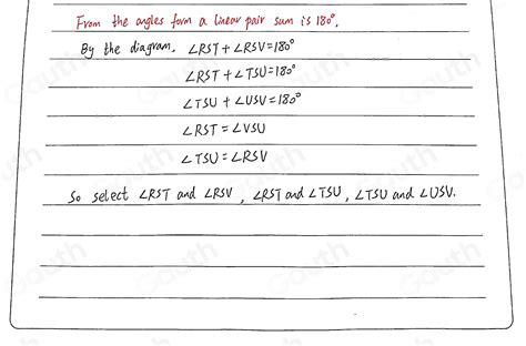Solved In The Diagram Which Angles Form A Linear Pair Select Three Options And RSV RST