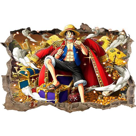 One Piece Figure Wallpaper สติกเกอร์วอลเปเปอร์ ลายการ์ตูนวันพีช 3d มีกาวในตัว สามมิติ สําหรับติด