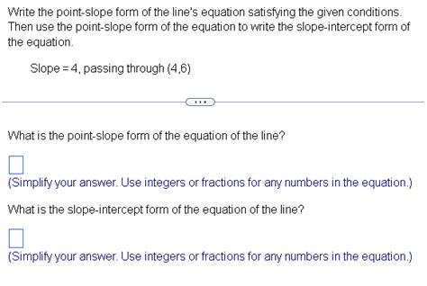 Solved Write The Point Slope Form Of The Line S Equation Chegg