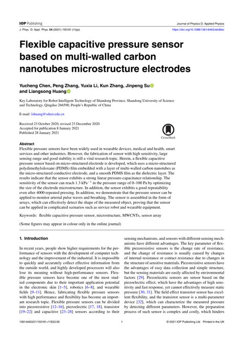 Flexible Capacitive Pressure Sensor Based On Multi Walled Carbon Nanotubes Microstructure