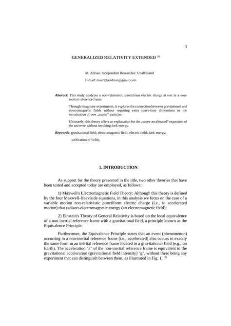 Pdf Generalized Relativity Extended