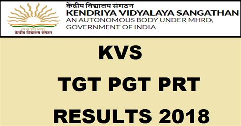 Kvs Tgt Pgt Prt Results 2018 Merit List Declared
