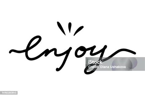 손으로 그린 글자를 즐기십시오 흰색 배경에 분리된 벡터 검정 타이포그래피 인쇄물 포스터 배너 디자인 검은색에 대한 스톡 벡터 아트 및 기타 이미지 Istock