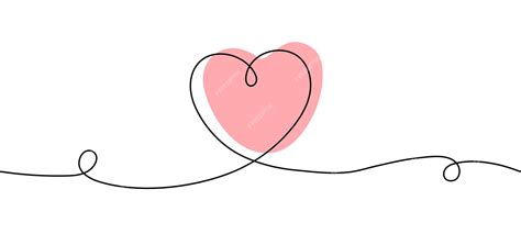 하트 모양의 연속 라인 핑크 하트 세인트 발렌타인 데이 기호 낙서 추상 사랑 기호 미니멀리즘 한 라인 아트 얇은 라인 스케치