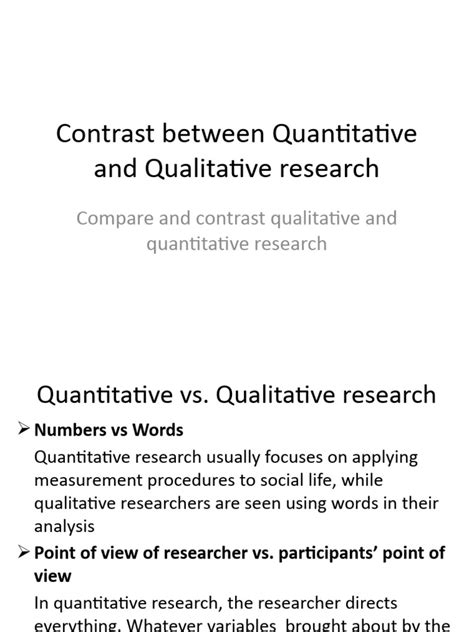 Contrast Between Quantitative And Qualitative Research Pdf Qualitative Research