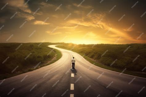 Premium Ai Image Person On The Winding Road To Success Amidst Blurred