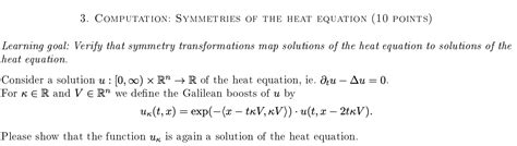 Solved 3 Computation Symmetries Of The Heat Equation 10
