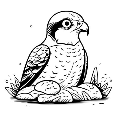 Peregrine Falcon Sitting On A Nest Vector Illustration Premium Ai