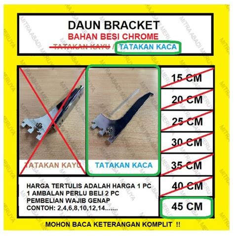 Jual Daun Bracket Kaca 45 Cm Penyangga Display Kaca Ambalan Kota Tangerang Selatan Mitra