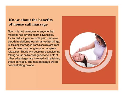 Know About The Benefits Of House Call Massage Ppt