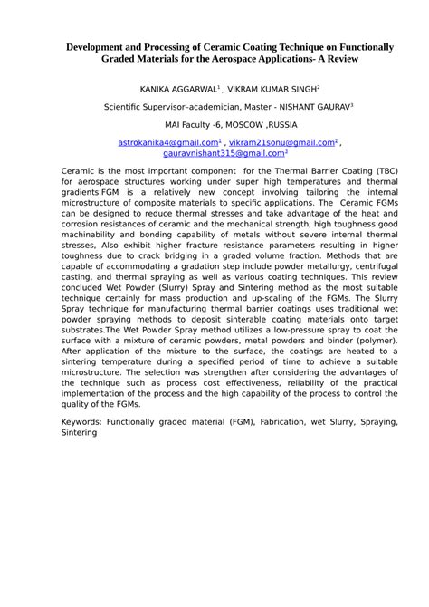 Pdf Development And Processing Of Ceramic Coating Technique On