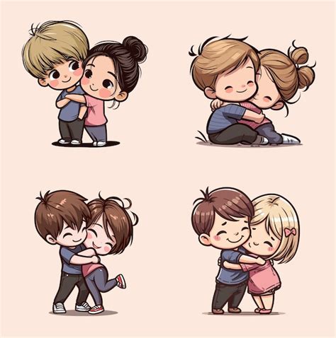 Vector Illustration Cute Love Pair Hugging Premium Ai Generated Vector