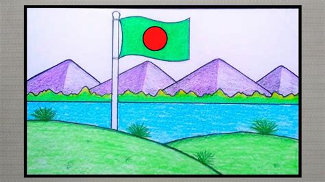 Bangladesh Flag Drawing With Colour 🇧🇩 Scenery Drawing Easy 🇧🇩 Drawing