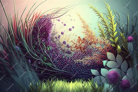 Premium Ai Image Natural Green Grass Background Illustration Ai