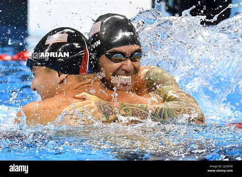 Anthony Ervin Of The United States Celebrates A Gold Placing In The Men
