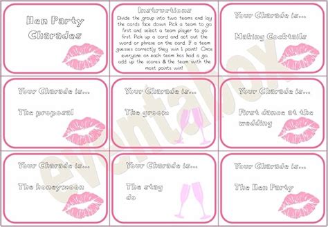 Eventabox Hen Party Charades Hen Night Party Game Fun Party Supplies Games Activities Amazon