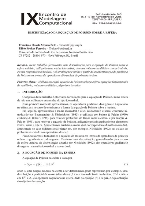 Pdf Discretization Poisson Equation On The Sphere