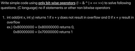 solved write simple code using only bit wise operators