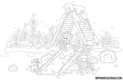 Coloriage De Maison Et Village De Noel Imprimer Coloriage