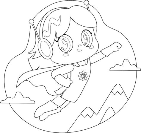 Personagem De Desenho Animado De Garota Super Herói Fofa Voando