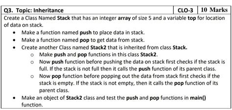 Solved O Q3 Topic Inheritance Cl0 3 10 Marks Create A