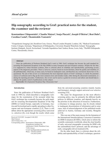 Pdf Hip Sonography According To Graf Practical Notes For The Student