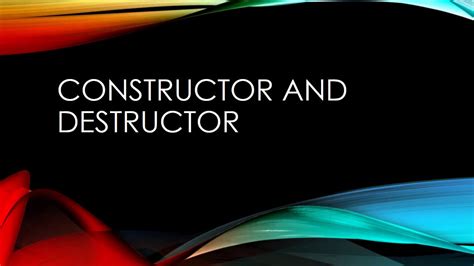 Constructor And Destructor In C Youtube