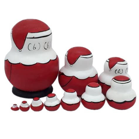 Nifty Santa Claus Matryoshka Nesting Dolls 10 Pieces