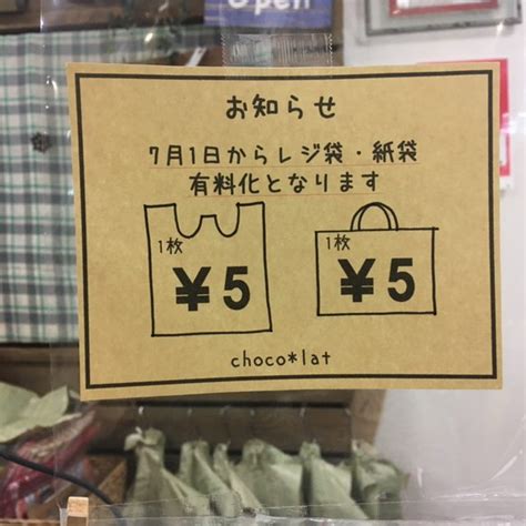 レジ袋・紙袋有料化のお知らせ ナチュラル雑貨 Chocolat － ショコラ ー