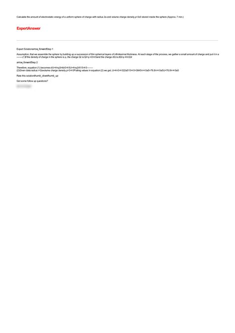 Solution Solution For Calculate The Amount Of Electrostatic Energy Of