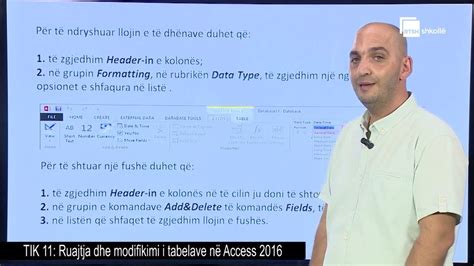 Ruajtja Dhe Modifikimi I Tabelave Në Access 2016 Tik 11 Youtube