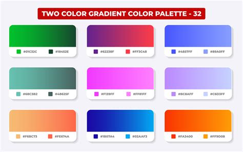 Paleta De Colores Degradados Con Códigos De Color En Rgb O Hexadecimal