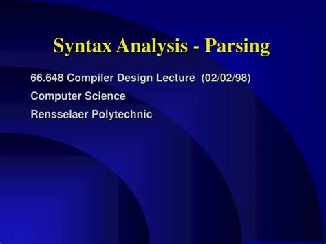 PPT Syntax Analysis Parsing PowerPoint Presentation Free Download ID