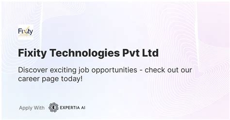 Fixity Technologies Career Page Jobs