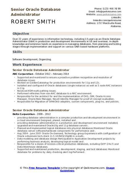 10 Senior Oracle Database Administrator Resume Samples Templates For