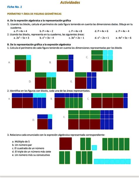 SOLVED ayúdenme en esta tarea Actividades Ficha No PERIMETRO Y ÁREA DE FIGURAS GEOMÉTRICAS A