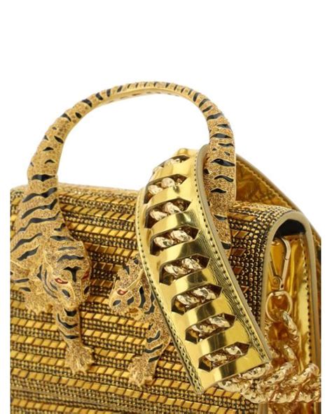 Roberto Cavalli Small Roar Top Handle Bag In Metallic Lyst