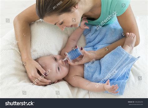 Mother Cleaning Nose Mucus Adorable Baby Stock Photo Shutterstock