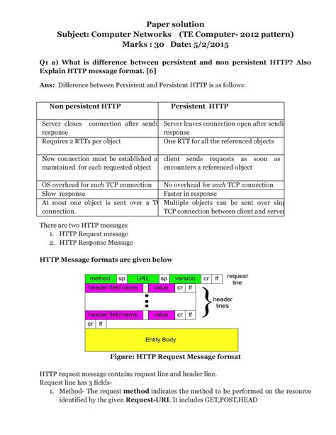 insem 2015 paper solution subject computer networks te computer 2012 pattern marks 30