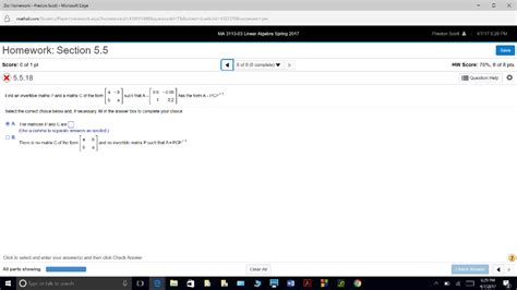 Solved Find An Inverse Matrix P And A Matrix C Of The Form
