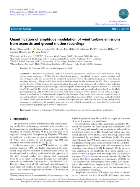 Pdf Quantification Of Amplitude Modulation Of Wind Turbine Emissions