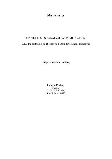 pdf finite element analysis as computation