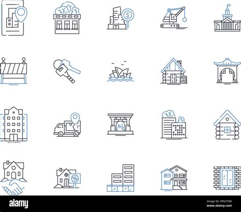 Housing And Accommodation Line Icons Collection Shelter Home