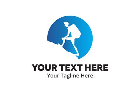 모험 등반 독특한 간단한 로고 창조적 인 디자인으로 플랫 스타일 컬러와 플랫 스타일의 등산객 크리에이티브 간단한 로고